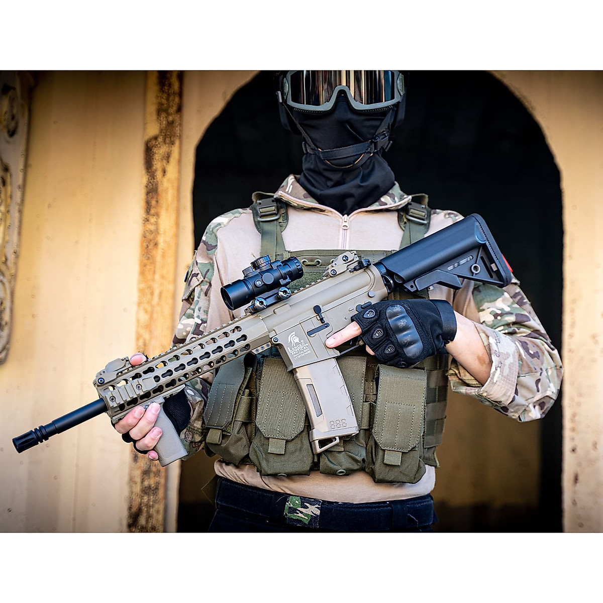 Lancer Tactical Gen 2 M4 Carbine 10'' Keymod Piactinny Polymer Airsoft Gun with Red Dot & Grip - Includes 9.6v Nimh Battery, Charger, and 1000 Rounds of 0.20g BBS