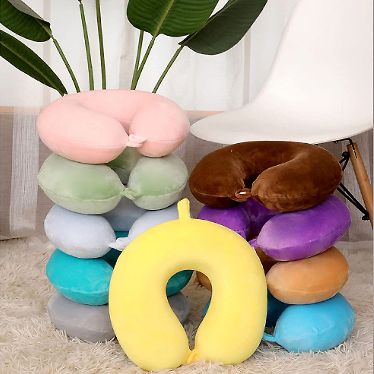 DUANY STORE Neck Pillow for Traveling, Upgraded Travel Neck Pillow for Airplane 100% Pure Memory Foam Travel Pillow for Flight Headrest Sleep, Portable Plane Accessories