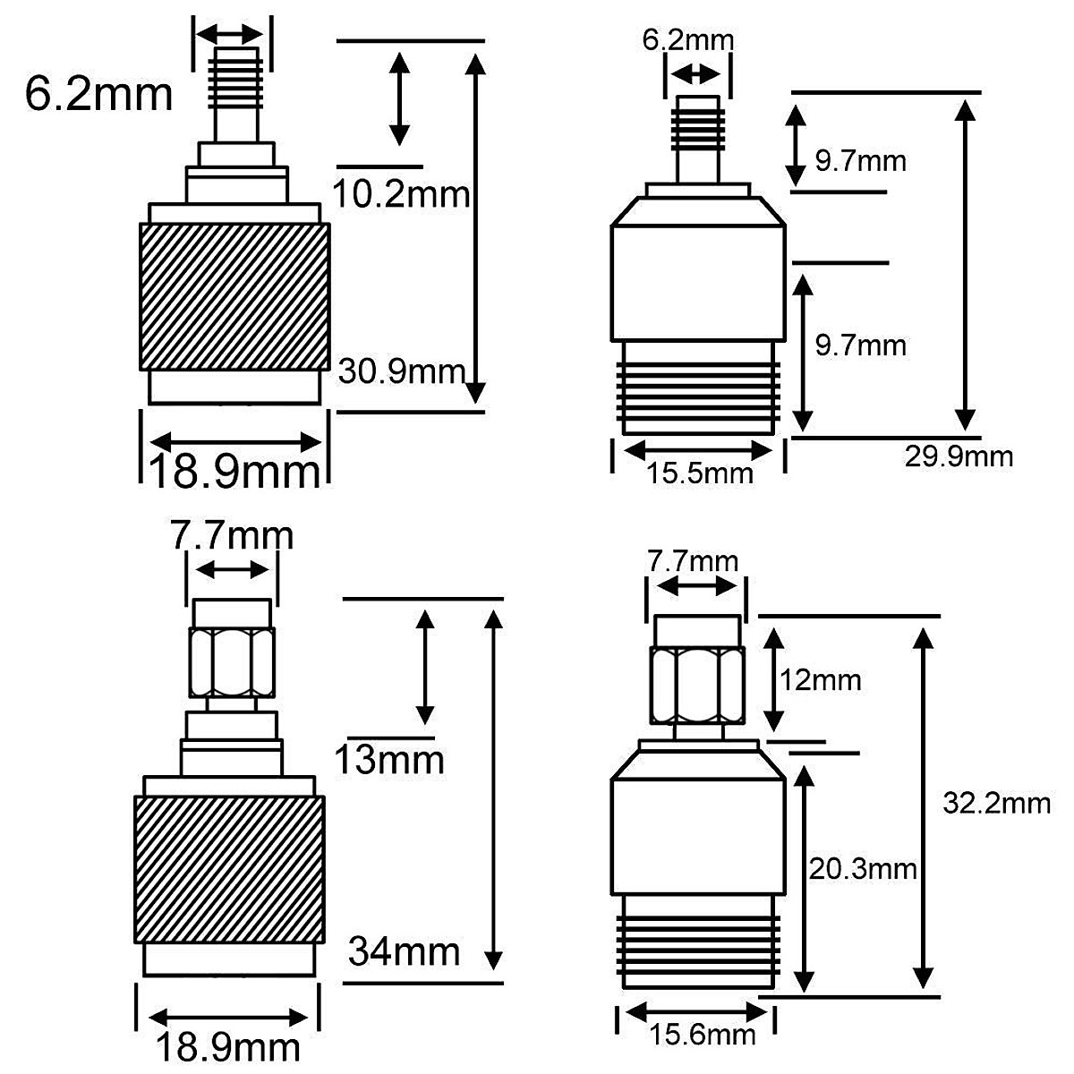 onelinkmore SMA to N Adapter Kit 4 Type RF Connectors N Male/Female to SMA Female/Male Wi-Fi Adapter SDR Connectors …