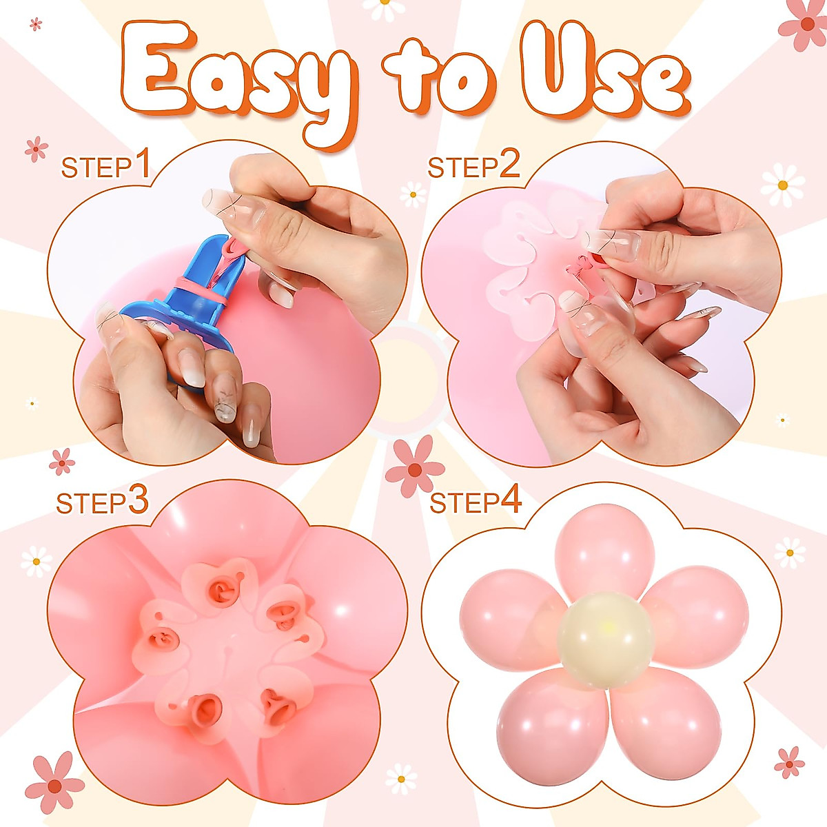 Hiboom 72 Pcs Groovy Retro Hippie Balloons Boho Daisy Party Balloons 12 Inch Rainbow Daisy Flower Butterfly Peace Sign Latex Balloons for Kids Girls Two Groovy Birthday Party Decoration Supply (Boho)