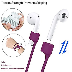 BUISAMG Magnetic Anti-Lost Straps for AirPods, Soft Silicone Sports Lanyard, Neck Rope Cord -(4-Pack) Wireless Headphones Anti-Lost Rope (Wine red / White / Light Purple/ Green)