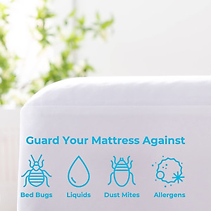 Linenspa Zippered Mattress Encasement - Waterproof & Bed Bug Proof - Premium Noiseless & Absorbent Cover – Full XL,White