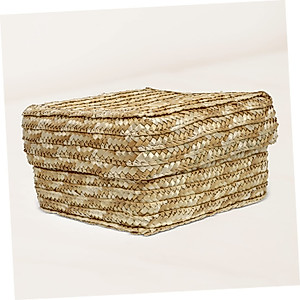SOESFOUFU Table Trays Decorative Wicker Storage Baskets 1pc Straw Storage Basket Books Child Rectangle Wicker Wedding Basket Rattan Storage Basket