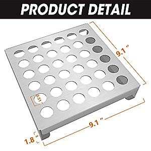 Silver Stainless Steel Jalapeno Poppers Grill Rack Large 36 Hole Pepper Roasting Rack Capacity Poppers Rack Great Taste for Your Barbecue and Oven Best Unique BBQ Rack Gift for Family or Cooker