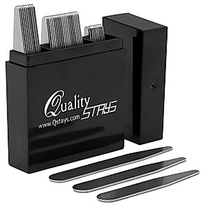 Quality Stays Metal Collar Stays for Men – Set of 40 Dress Shirt Collar Stays for Men, 3 Sizes in a Divided Box