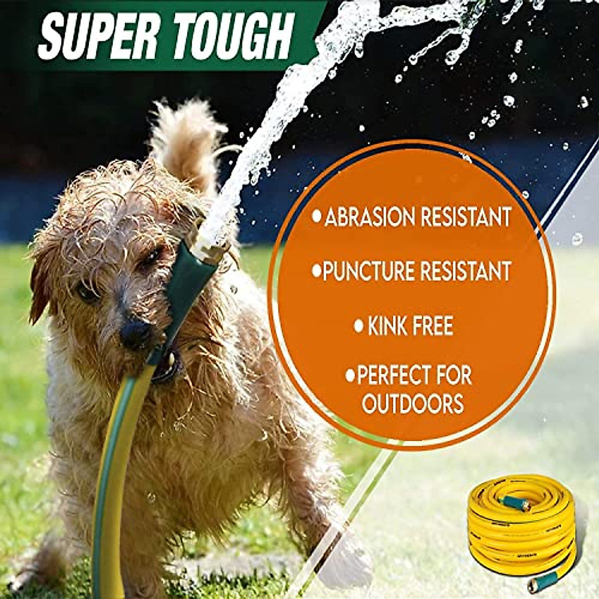 SuperHandy Garden Lead-in Water Hose 5/8" Inch x 3' Foot Heavy Duty Premium Commercial Ultra Flex Hybrid Polymer Inlet Hose Max Pressure 150 PSI/10 BAR with 3/4" GHT Fittings