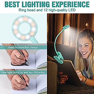Visson Stepless Dimming Book Light,12 LED Reading Lights for Books in Bed,3 Color Temperature,Rechargeable Clip-on Light with Magnetic Function.Perfect for Bookworms,Kids