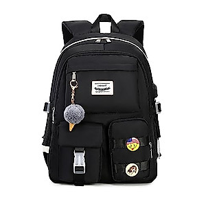 Jaygulf Waterproof Women Laptop Backpack Casual Girls Daypack Black