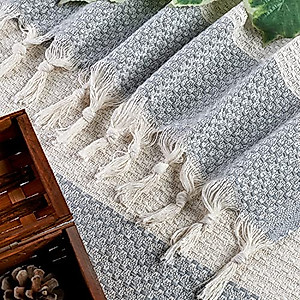 Aegean Concept Blanket, Vintage Boho Rustic 100% Cotton Super Soft 63"x47" (160 cm x 120 cm) Throw Size, Adult Turkish Muslin Light Bedcover Bedspread Throw Blankets, (Light Grey)