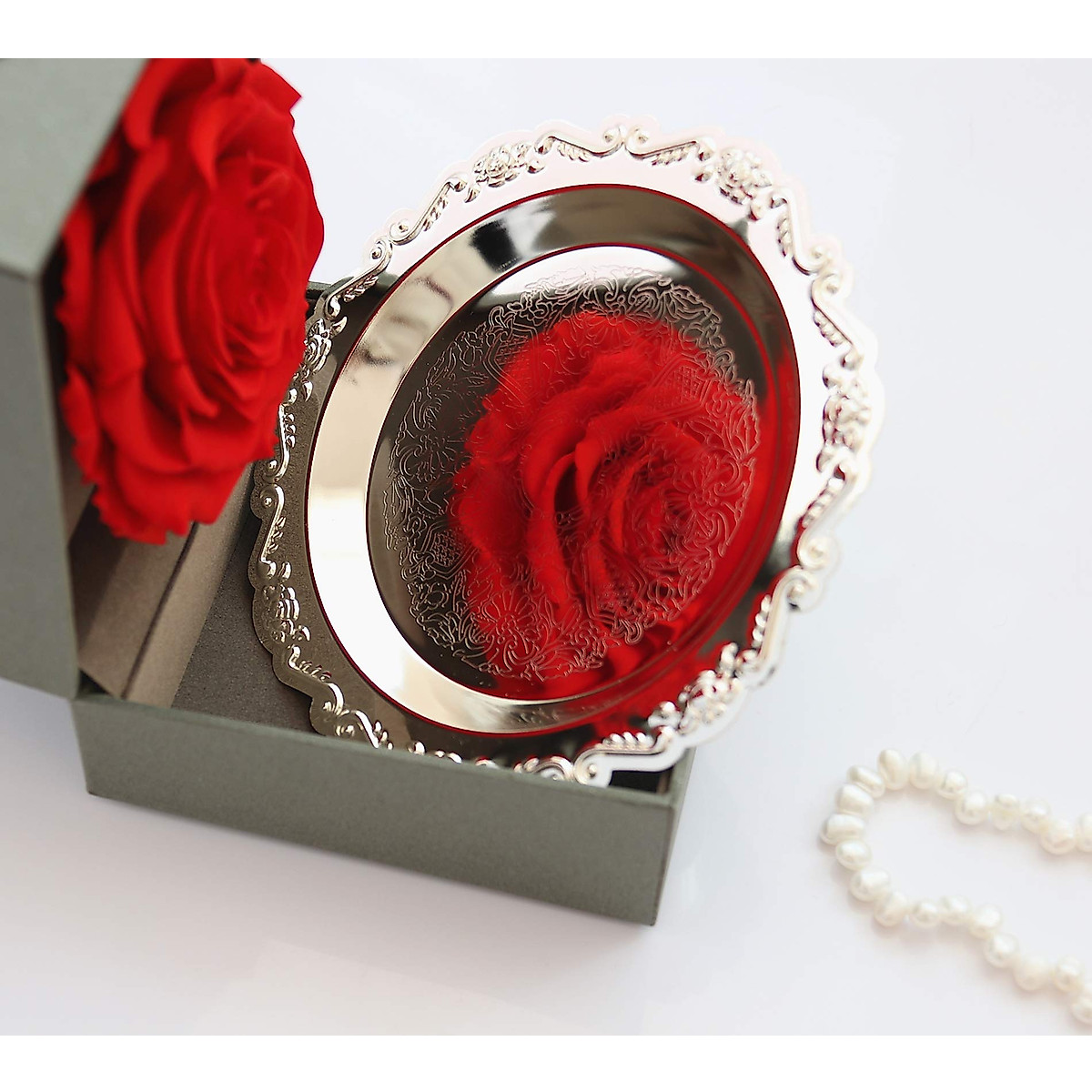 Small Round Jewelry Tray Jewelry Holder Organizer Dessert Plate Fruit Dish Ring Dish Organizer Holder Home Decor Wedding Gift for Perfume Candle Holiday Party (Silver, Small)