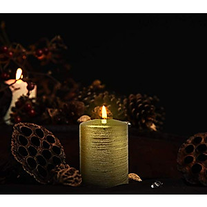 Hyoola Brushed Metallic Pillar Candles - 6 Pack - Gold Pillar Candles - European Made Decorative Pillar Candles - 2.75 Inch x 5 Inch