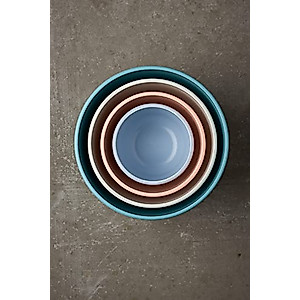Mepal, Cirqula Set of 4 Multi Food Storage and Serving Bowls with Lids, Food Prep Containers, Deep, Nordic Denim, 1 each (17oz, 34oz, 68oz,101 oz), 1 Set