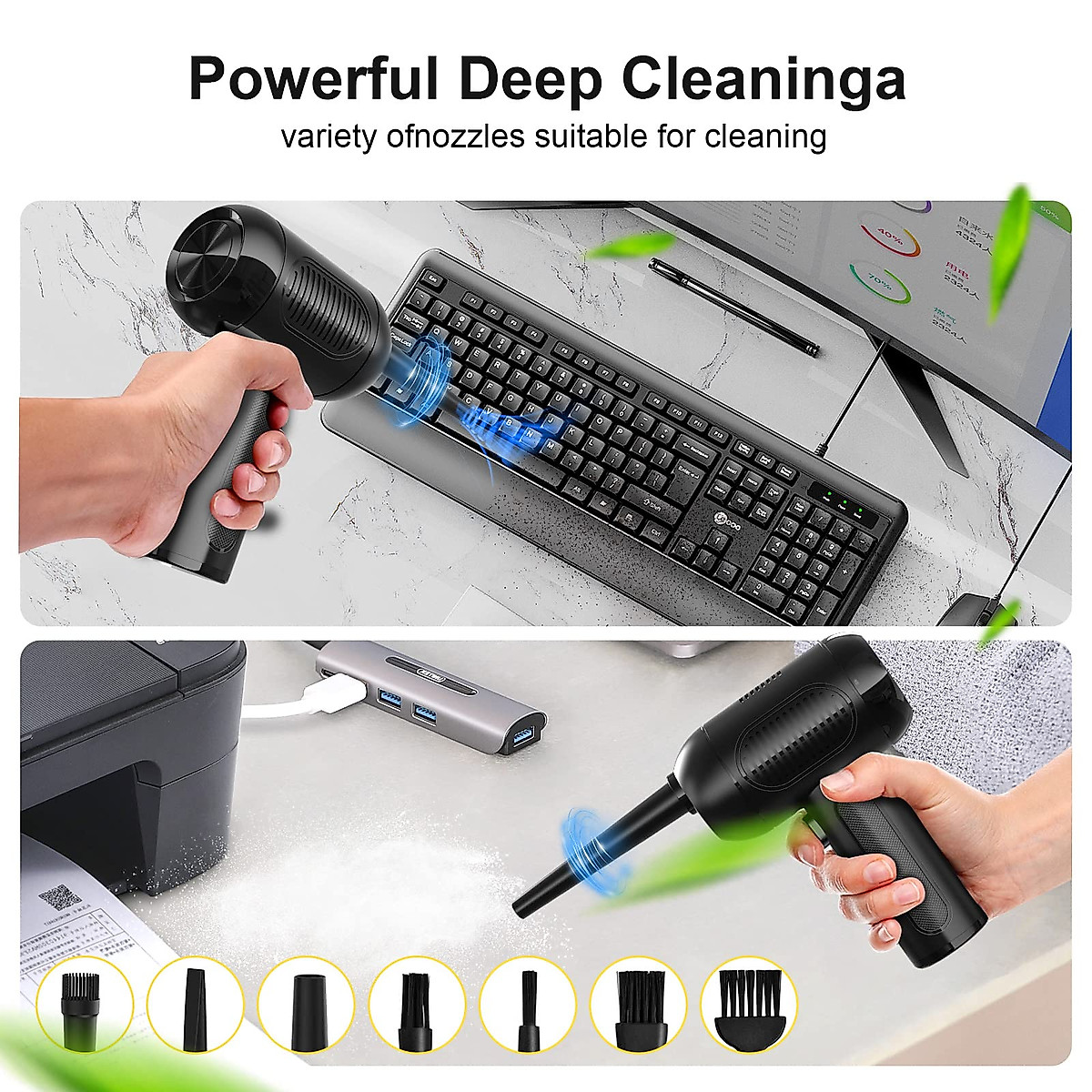 Compressed air Duster - Keyboard Cleaner 90000RPM no Canned Electric Air Blower for Office Rechargeable Cordless Home Cleaner for Computer no Canned (N-02)