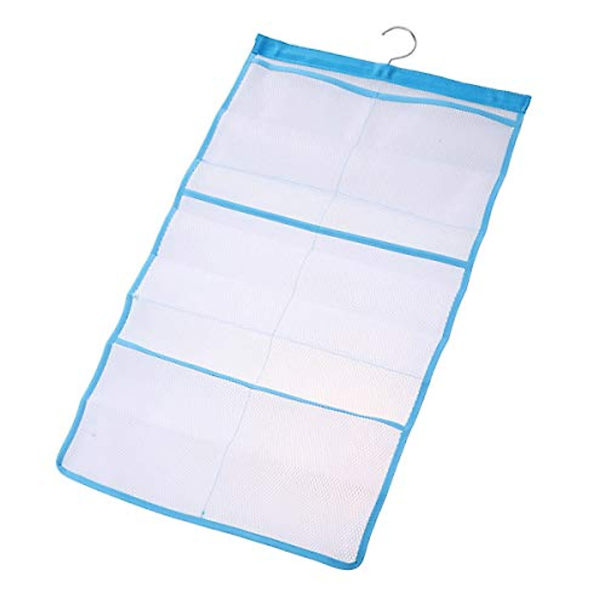Amosfun Bathroom Organization and Storage 6 Storage Pockets Hanging Mesh Shower Caddy Space Saving Bathroom Accessories Quick Dry Bath Organizer with Single Hook (Sky- Blue)