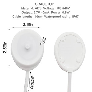 Electric Toothbrush Charger Base for Philips Sonicare Toothbrush Charger Replacement HX6100, HX3000 / HX6000 / HX8000 / HX9000 Series Portable IP67 Waterproof 3.6ft Cable