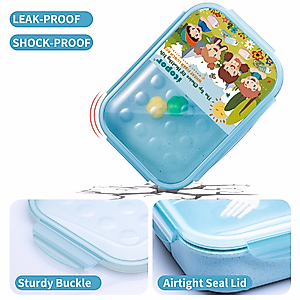 Itopor® Lunch Box,Ideal Leak-Proof Bento Box for Kids & Adults,Natural Wheat Fiber Material,Mom's Eco-Friendly Choice,Kids Lunch Box No BPA & Dyes,Healthy Food-Safe Lunch Container for Family(Blue)