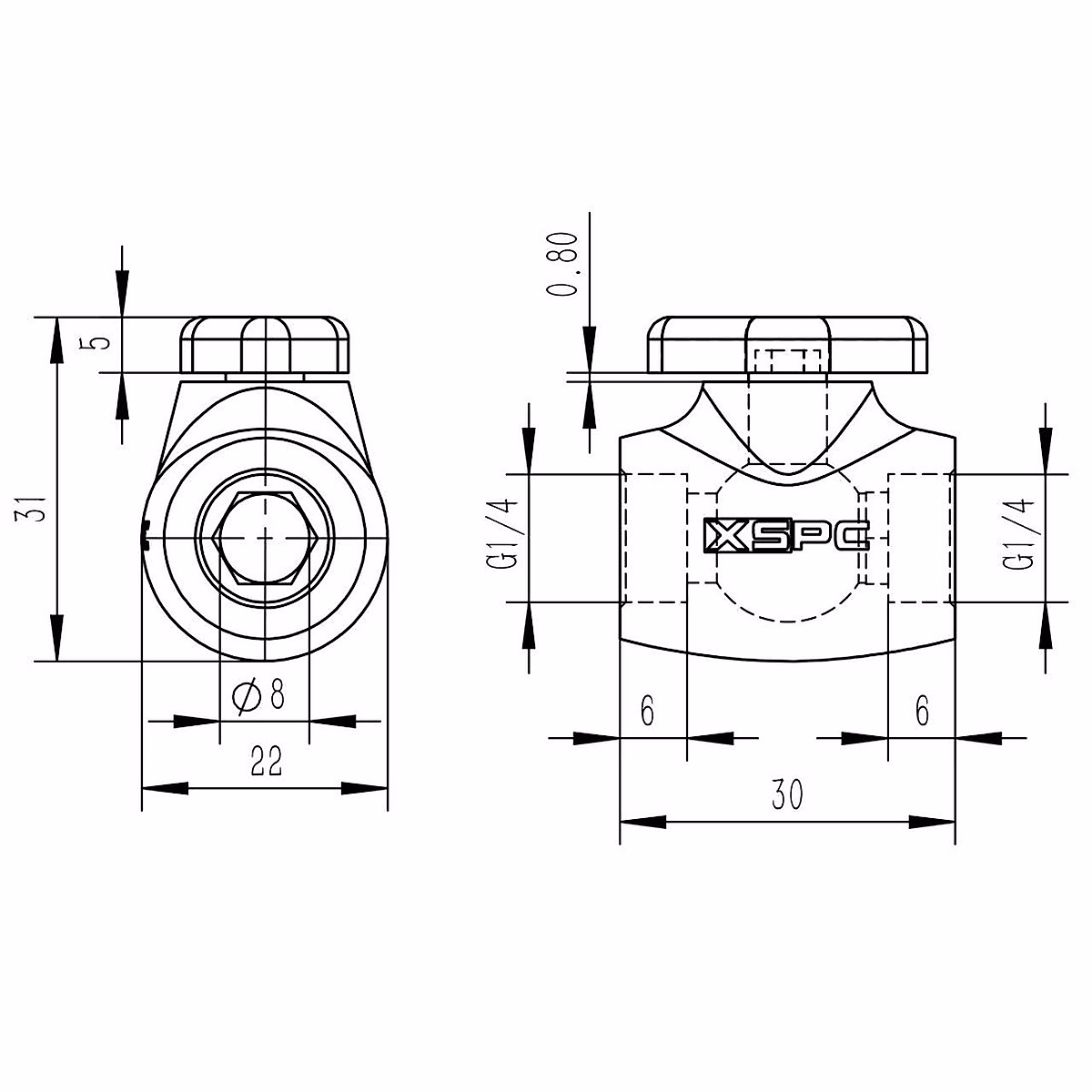 XSPC G1/4" T Fitting Chrome