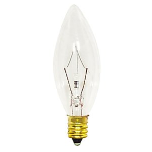 Satco S3345 130V Candelabra Base 15-Watt B8 Petite Light Bulb, Clear, 1 x 1 x 3 Inch