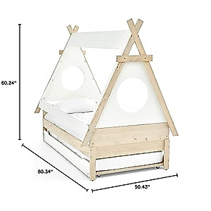 Ti Amo Savannah Teepee Bed & Trundle, White/Natural