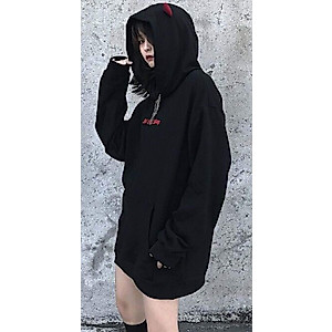 kydely Womens Devil Wings Red Horn Sweatshirt Long Sleeve Hoodie Pullover Hooded Tops, Black, X-Large