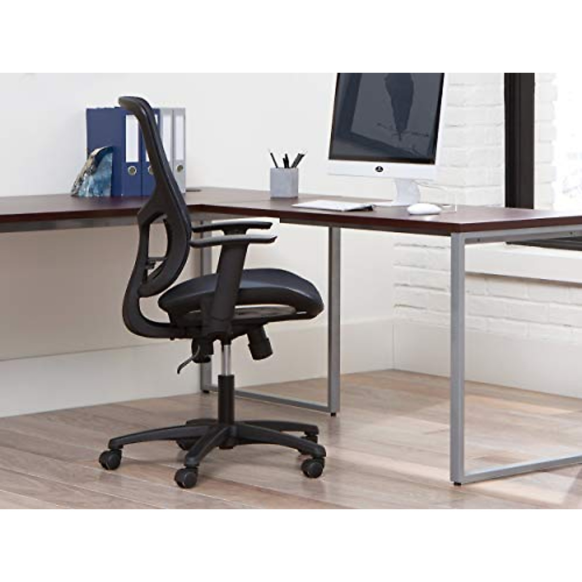 OFM Essentials Collection Mesh Seat Ergonomic Office Chair with Lumbar Support, in Black