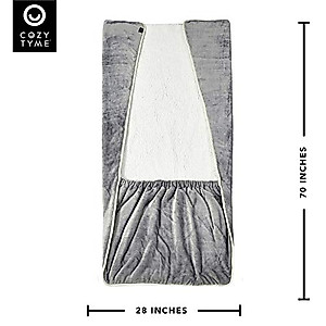 Mekhi Sherpa Polyester Throw Blanket with Feet Pocket Light Gray 28"x70"