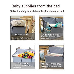 Ruyahort Hanging Diaper Caddy Organizer Sturdy and Durable Baby Organizer –Diaper Stacker for Changing Table, Crib, Playard or Wall-GREY