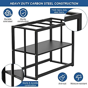 WSYFC Fish Tank Stand Metal Aquarium Stand Black 40 Gallon Aquarium Turtle Tank Double Layer with Storage Weight Capacity 660lbs 36.5" x 18.5" x 29.5" Breeder Reptile Tank Stand