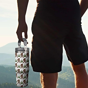 ysnifeiw 30oz Bigfoot Tumbler with Top Handle and Flip Straw Bigfoot/Sasquatch Gifts Cup for Dad Father's Day Birthday Christmas Gifts for Men