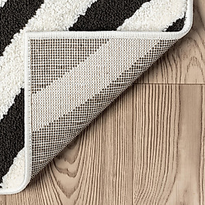 Abani Nomad Cream & Black Area Rug 8' x 10' for Living Room, Bedroom - Black Linear Curves Design - Durable & Easy to Clean