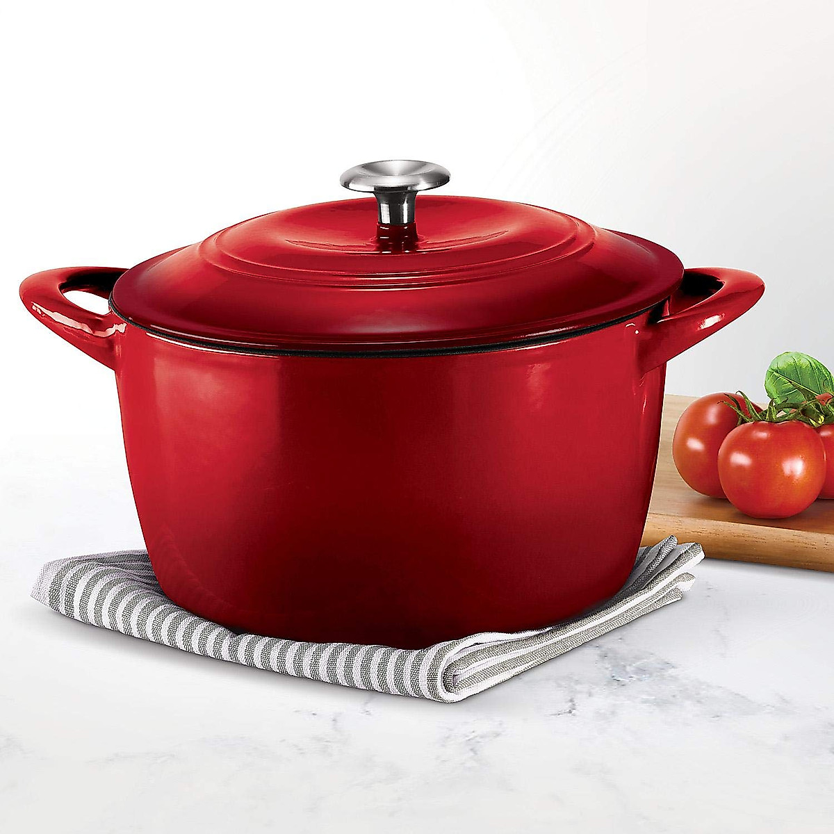Tramontina Enameled Cast Iron 7-Qt. Covered Round Dutch Oven - Red