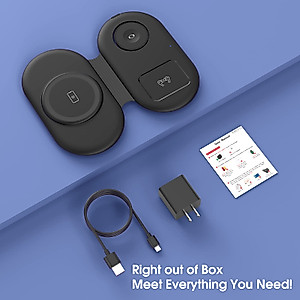 Wireless Charging Station, Folding Magnetic Travel Wireless Charger Pad for Apple, Fast Charging Station for iPhone 15/14/13/Pro Max, Compatible with Apple Watch Ultra/9/8/7 AirPods 3/Pro, Charger-Pad