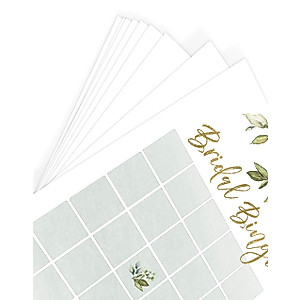 Printed Party Bridal Shower Games – Bingo Game with Blank Squares to Guess The Bride’s Gifts, Fun Wedding Shower Activity, Botanical Eucalyptus Theme, 50 Guests