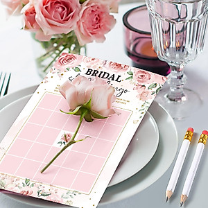 Gilprop 280 Pcs Bridal Shower Games Supplies for 50 Guests, Wedding Shower Games Include Pin The Ring Wedding Game Cards Pencils Eye Mask for Bride Groom Engagement Couple Party Favor(Rose)