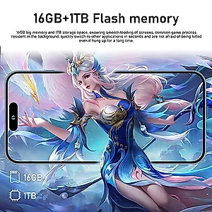 Original Unlocked Mobile Phones for i15 Pro Max, 16GB RAM 1TB ROM Global Version Smartphone, 7.3INCH HD Full Screen, Triple Camera Android Cellphones,Black-1TB