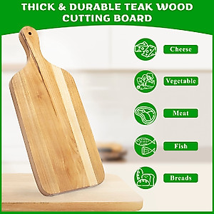 Wood Cutting Board with Handle - Wooden Cheese Board, Mothers Day Gifts, Kitchen Chopping Boards for Bread Meat Fruit Cheese Cutting boards Serving Board Butcher Block Charcuterie Platter, 17" x 7"