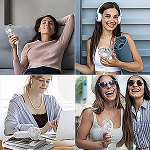 SmartDevil Portable Handheld Fan, Mini Dual-Bladed Hand Fan, 4000mAh Small Personal Rechargeable Battery Operated Fan, Powerful Wind, 3 Speed Adjustable, Hand Held Fan For Outdoor, Travel (White)