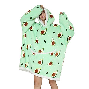Deserthome Wearable Blanket Hoodie Oversized Hooded Blanket for Adult Women Super Soft Comfortable Warm Flannel Green Avocado