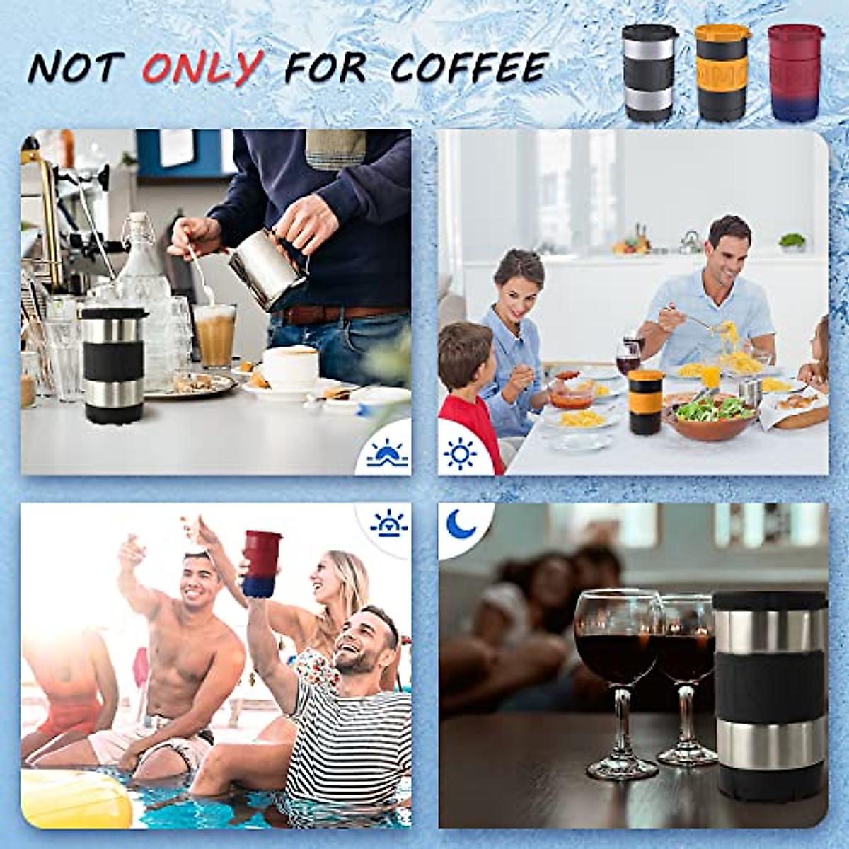 Mollbok Patented Instant Beverage Cooler, Anti-Crack Coffee Chiller with Lid, Cools Drinks in Minutes without Dilution, Reuses Conveniently for Wine, Juice, Cocktail, 14 oz (Graphite Black)