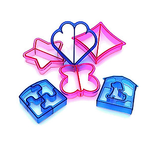 Hofumix 7pcs Sandwich Cutter Bread Cutter Shapes Cookie Cutters Crust Cutters DIY Vegetable Cutters Maker Mould for Kids Cookie with Butterfly, Dinosaur, Dog, Heart, Puzzle, Star, Square