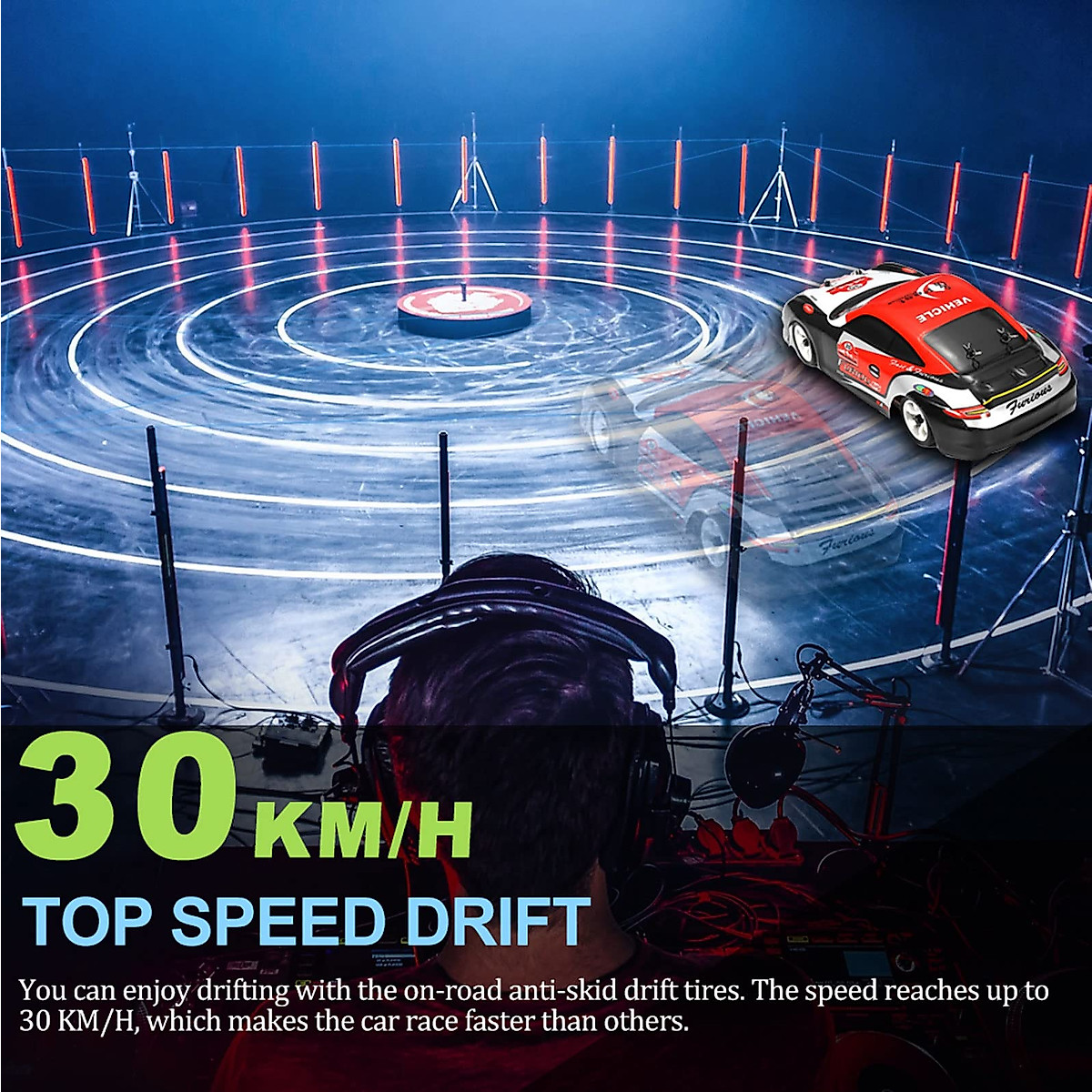 TesPower Drift RC Car,1/28 Scale Wltoys K969 2.4GHz 4WD 30KM/H High Speed RC Drift Car RC Sport Racing Car with 2 Battery for Adults Boys Gifts (RTR)