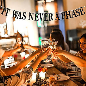 It Was Never a Phase Banner, Death to My Youth Bunting Sign, Funeral Birthday 30th 40th 50h 60th 70th 80th Birthday Party Decorations Supplies, Black Glitter