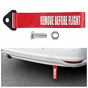 DORHEA Racing Tow Strap Red High Strength Tow Strap Universal Cars Set Belt Nylon Strap Traction Rope Trailer Hook Compatible with Front or Rear Bumper Towing Hooks Decorative Trailer Belt (Red)