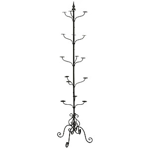 Displays2go Wrought Iron Hat and Coat Rack, Rotates, Total of 31 Hooks, Multi-Tiered, Black, 73" H x 20" W x 20" D