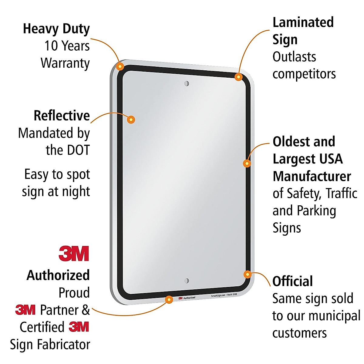 SmartSign 18 x 12 inch Blank Write-On Metal Sign, 63 mil Aluminum, 3M Laminated Engineer Grade Reflective Material, Black and White, Made in USA