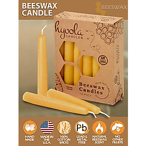 Hyoola Beeswax Candles 12 Pack - All Natural 100% Beeswax Tree Candles - 1/2 Inch Candles - Handmade in The USA - Yellow