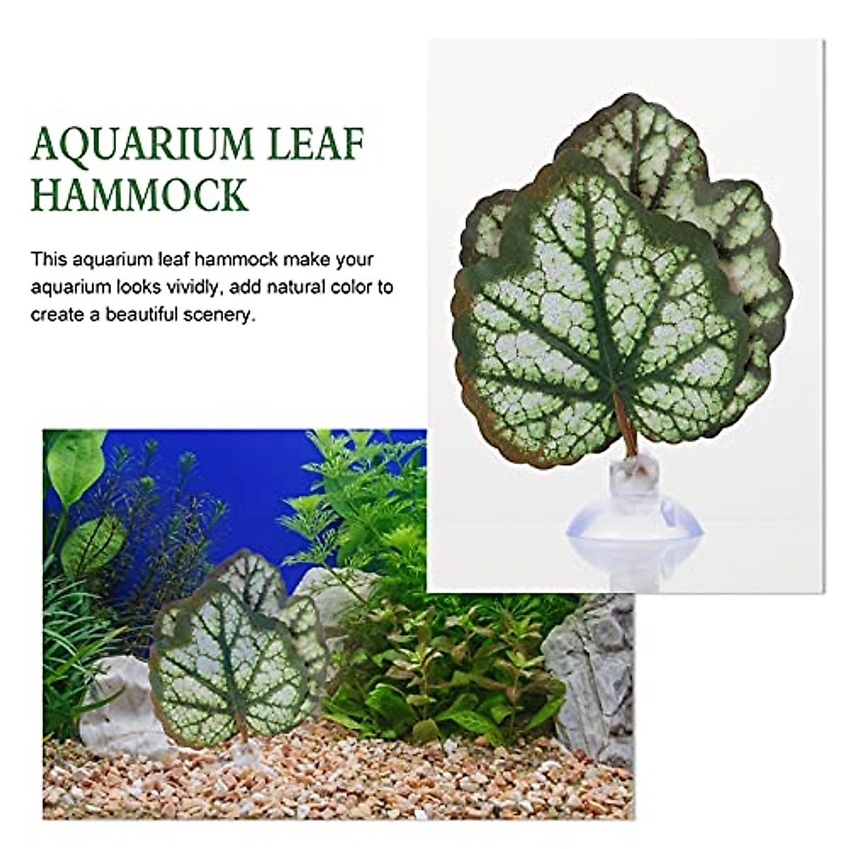 iplusmile Betta Fish Leaf Hammock- 2Pcs Aquarium Betta Fish Leaf Pad Fish Tank Resting Leaf with Suction Cups Hammock Breeding Bed for Beta Tank Decorations Green