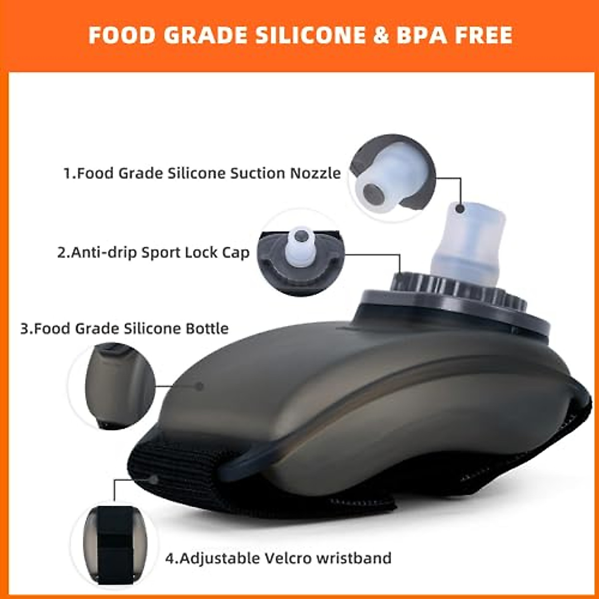 MUSKULO MONSTRO Sports Wrist Water Bottle, Hands Free Wrist Wearable Bottle, Leak Proof Silicone 7 Oz (200ml) Portable Bottle for Running Cycling Climbing Jogging and Gym Outdoor Activity  (Pink)