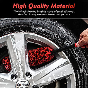 Carsgood Car Wheel Brush Set (4 Pack) - Synthetic Wool Rim Brush, Car Cleaning Brush, Car Detailing Brushes, Soft Washing Brushes for Cleaning Tires