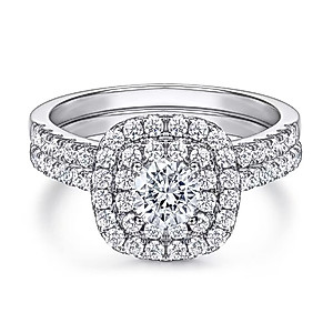 Engagement Bridal Sets Moissanite Engagement Wedding Ring Sets for Women 10K/14K/18K White Gold Platinum Plated Silver Moissanite Rings Wedding Promise Ring for Her